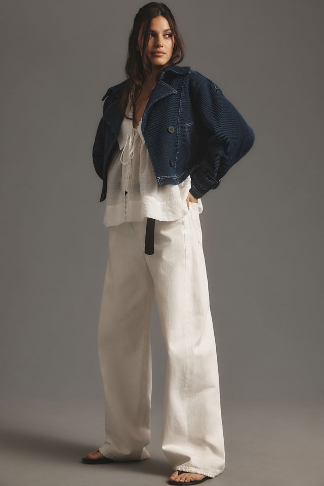 Pilcro Cropped Denim Peacoat | Anthropologie