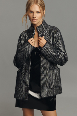 NVLT Chevron Funnel-Neck Jacket | Anthropologie
