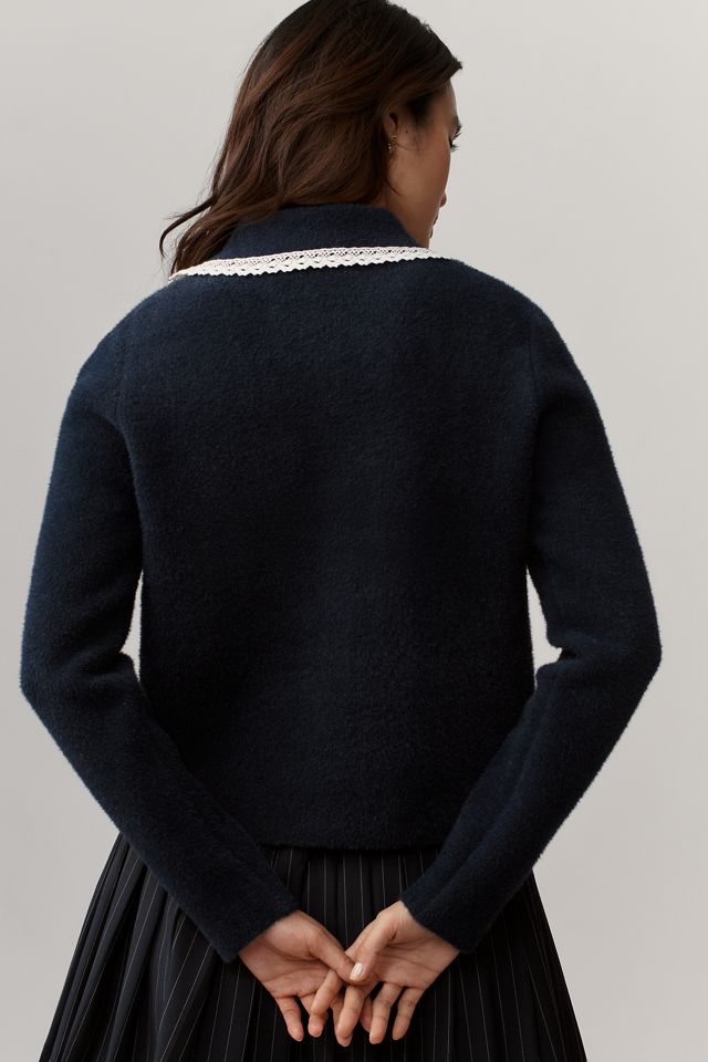 NVLT Lace-Trim Knit Jacket | Anthropologie