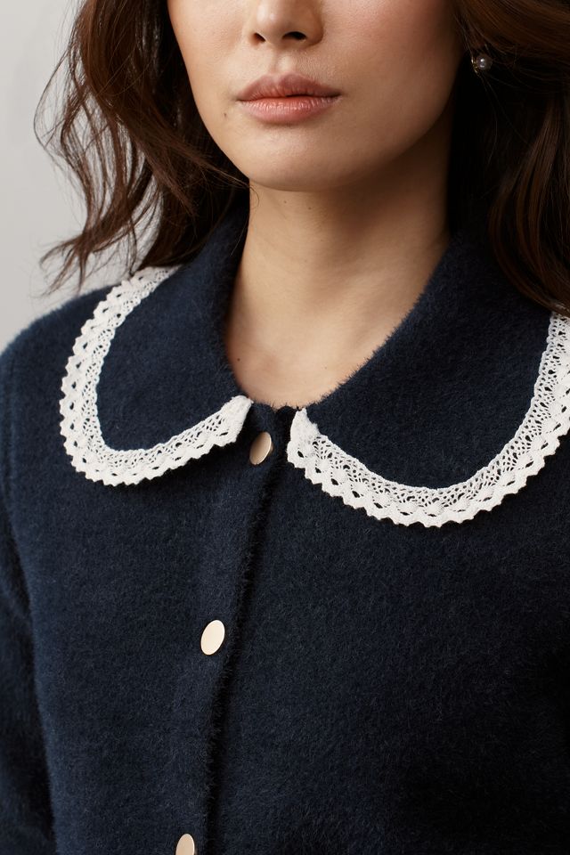 NVLT Lace-Trim Knit Jacket | Anthropologie