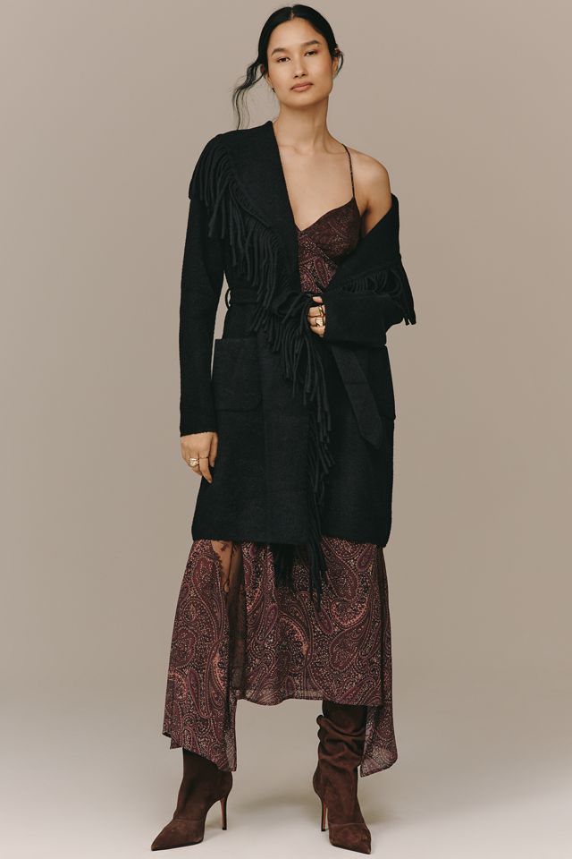 NVLT Knit Fringe Wrap Coatigan | Anthropologie