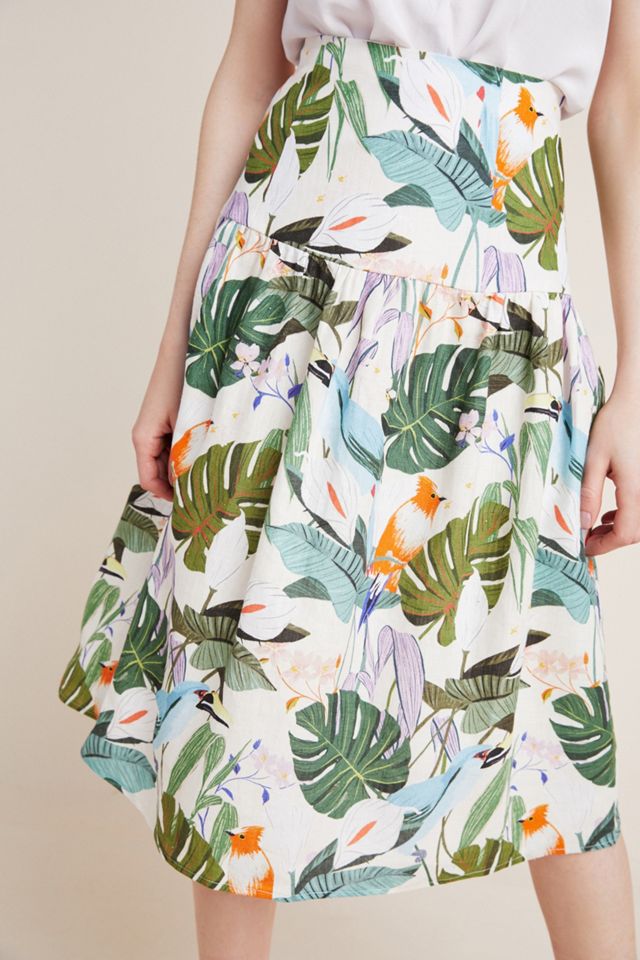 Corey Lynn Calter Palm Linen Skirt | Anthropologie