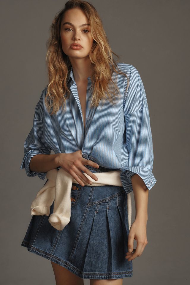 Pilcro Denim Corset Mini Skirt | Anthropologie