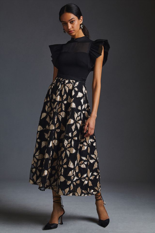 Eva Franco Floral Appliqué Skirt | Anthropologie