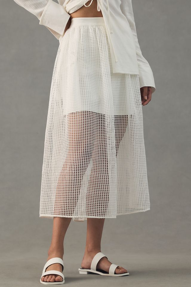 Sunday in Brooklyn Sheer Overlay A-Line Skirt | Anthropologie