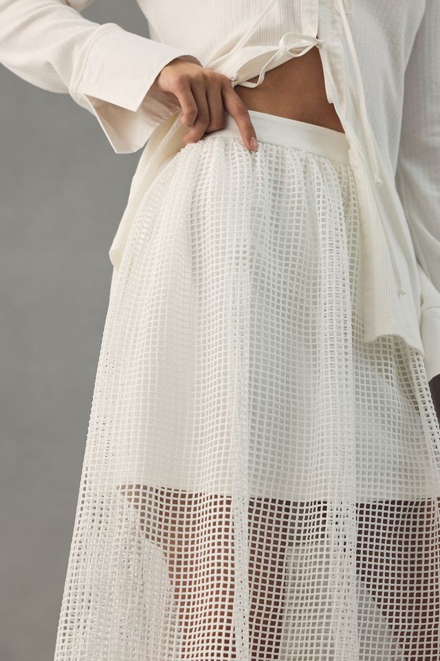 Sunday in Brooklyn Sheer Overlay A-Line Skirt | Anthropologie
