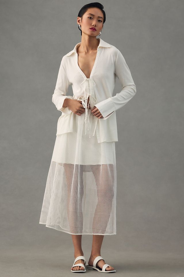 Sunday in Brooklyn Sheer Overlay A-Line Skirt | Anthropologie