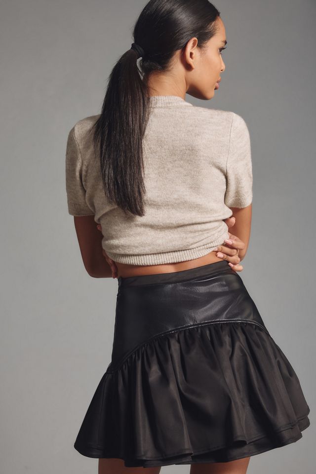 Avec Les Filles Taille Basse Faux Leder Mini Rock | Anthropologie DE