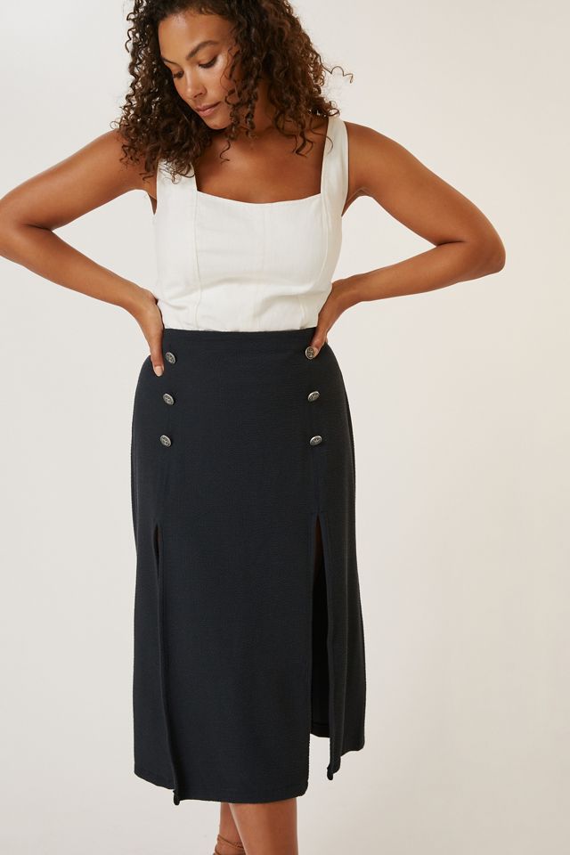 Maeve Dual Split Button Midi Skirt | Anthropologie UK