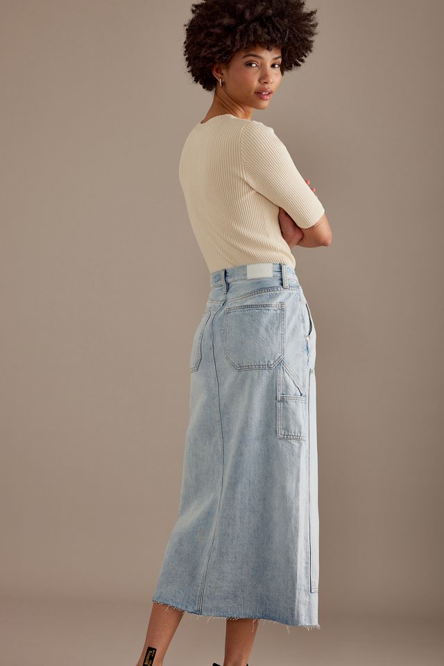 Pistola Alice Denim High-Rise Split-Front Midi Skirt | Anthropologie UK