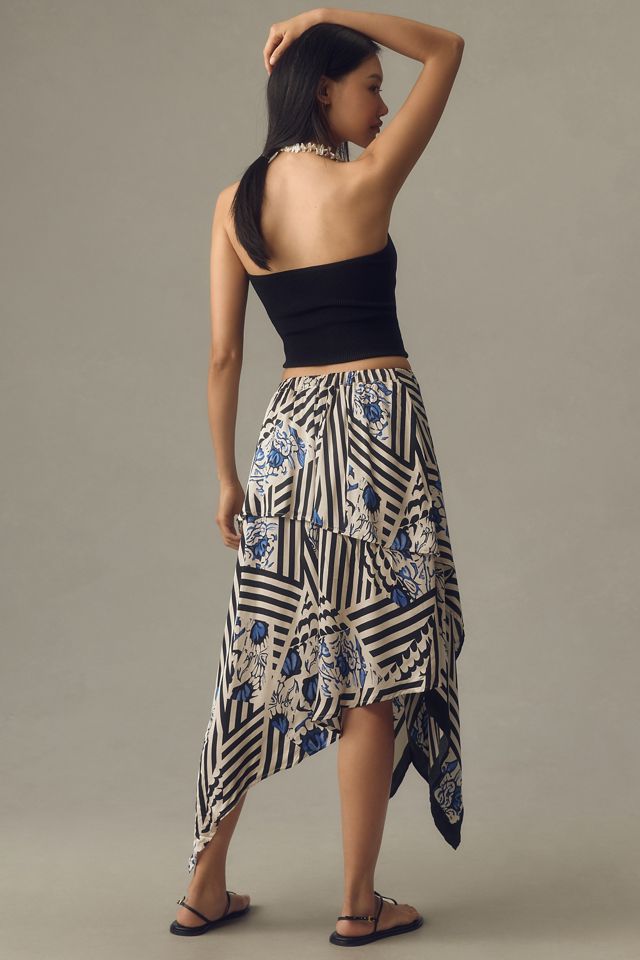 Maeve Silky Asymmetrical Midi Skirt | Anthropologie