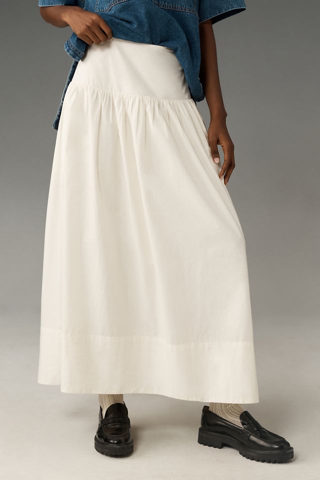 Maeve Drop-Waist Poplin Maxi Skirt | Anthropologie UK