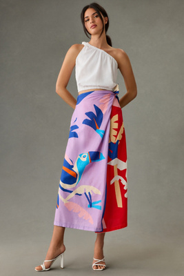 Farm Rio x Anthropologie Geo Wrap Linen Skirt | Anthropologie