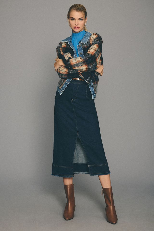Pilcro Slit Front Denim Skirt Anthropologie
