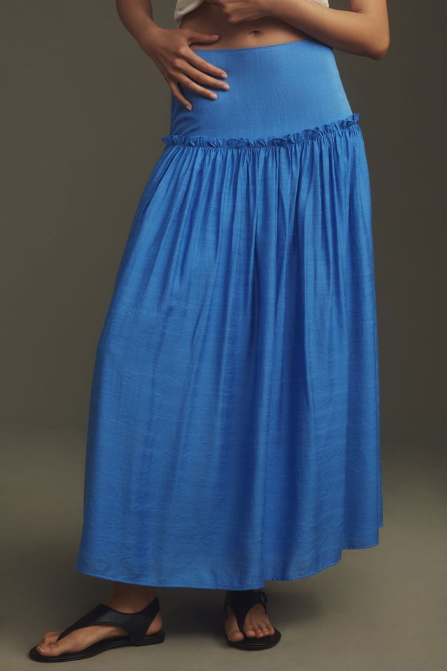 Flat White Drop-Waist Maxi Skirt | Anthropologie