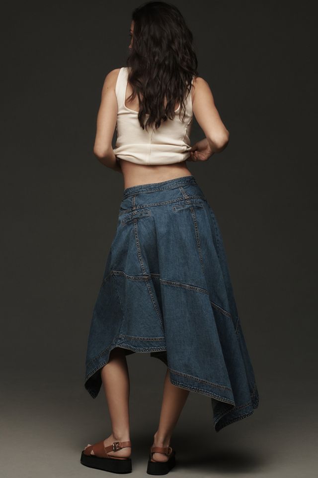 Pilcro Reworked Asymmetrical Midi Skirt | Anthropologie