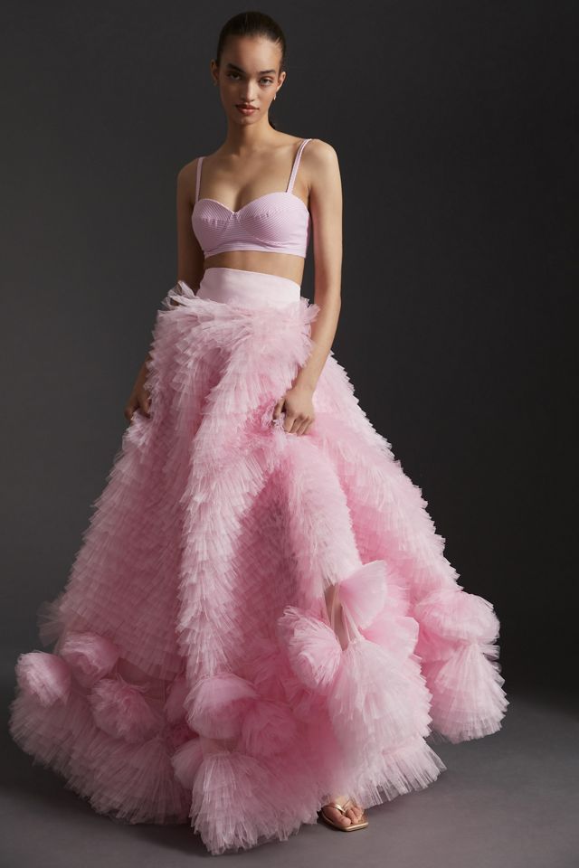 Morphine Fashion Tulle Roses Skirt Anthropologie