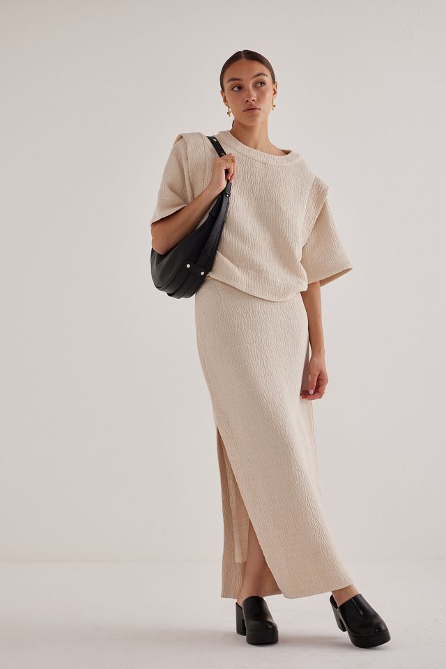 ANiiC Haddon Textured Slim Side-Slit Maxi Skirt | Anthropologie UK