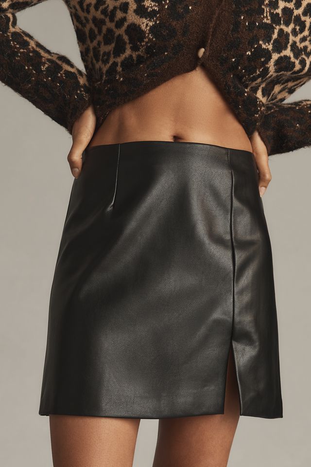 Maeve Faux-Leather Side-Slit Micro Mini Skirt | Anthropologie ES