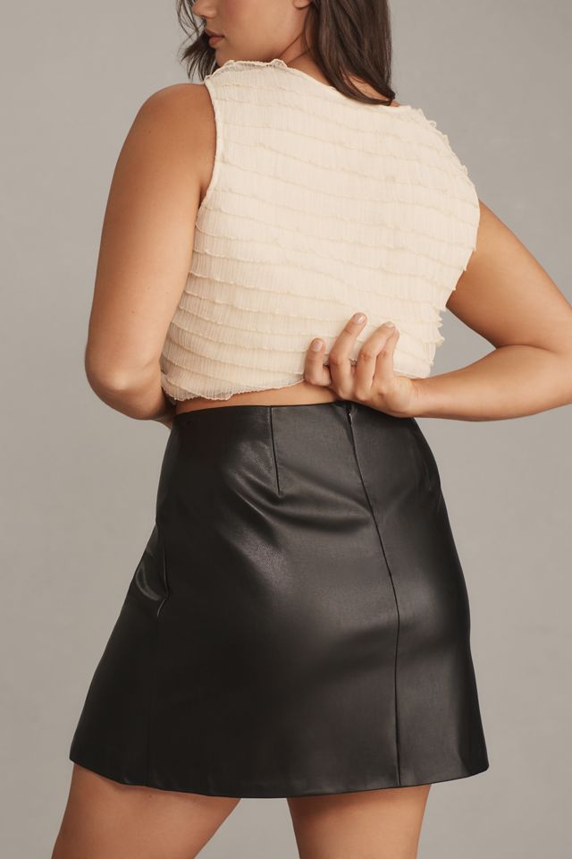 Maeve Faux-Leather Side-Slit Micro Mini Skirt | Anthropologie