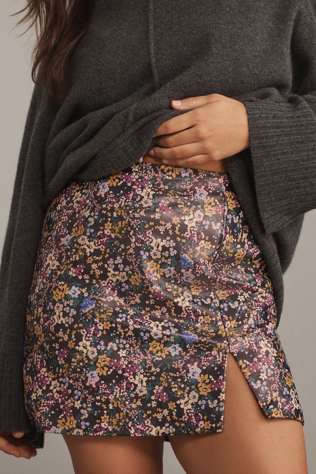 Maeve Faux-Leather Side-Slit Micro Mini Skirt | Anthropologie