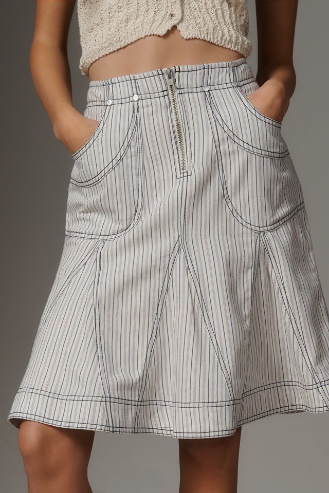 Pilcro Fluted Denim Skirt | Anthropologie
