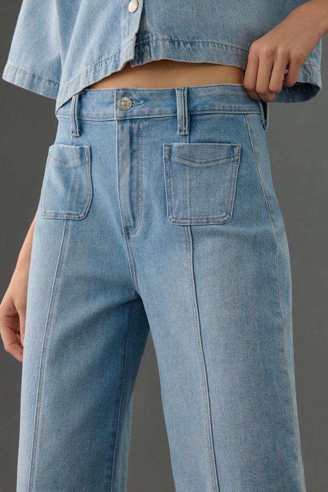 Paige Brooklyn Patch Pocket High-Rise Wide-Leg Jeans | Anthropologie