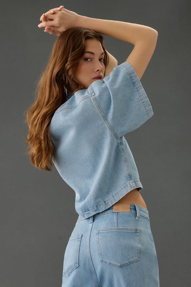 Paige Brooklyn Patch Pocket High-Rise Wide-Leg Jeans | Anthropologie