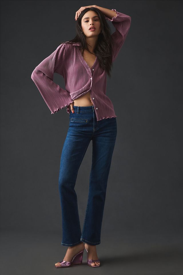 Maeve Essential Mid-Rise Kick-Flare Crop Jeans | Anthropologie