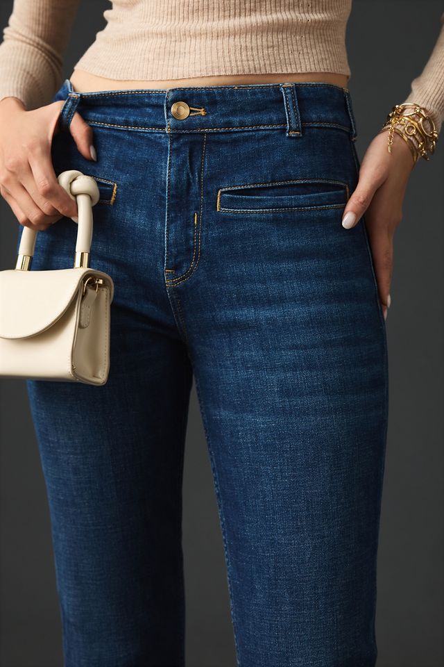 Maeve Essential Mid-Rise Kick-Flare Crop Jeans | Anthropologie