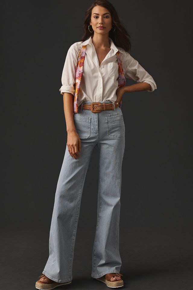 The Junie Striped Wide-Leg Jeans | Anthropologie