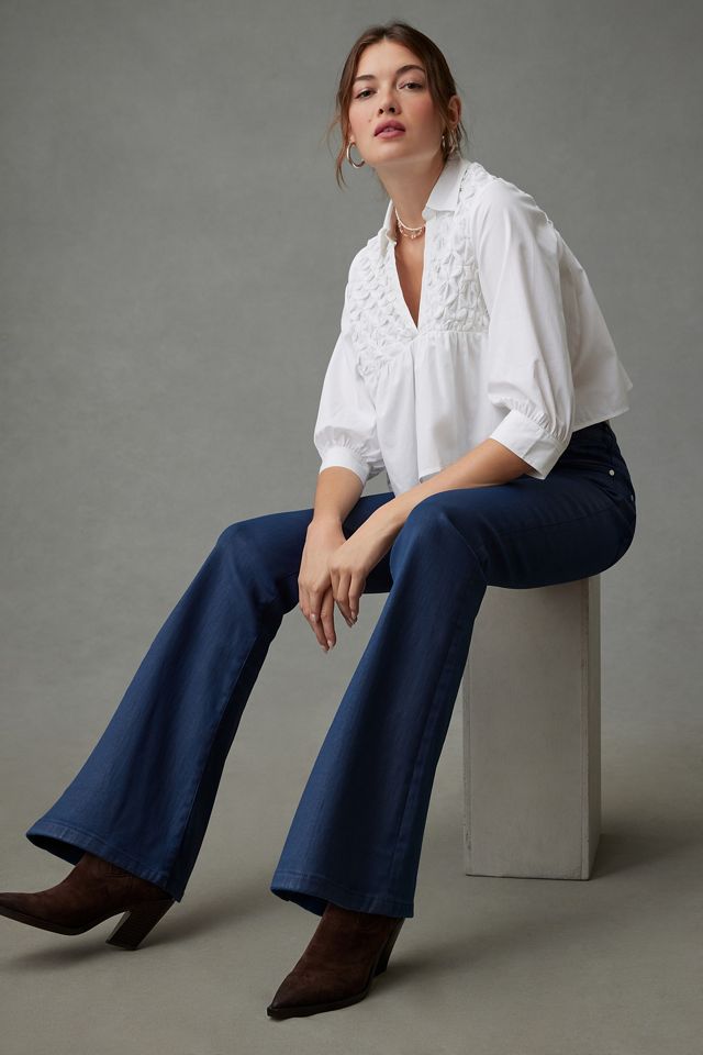 Pilcro The Icon Coated High-Rise Flare Jeans | Anthropologie