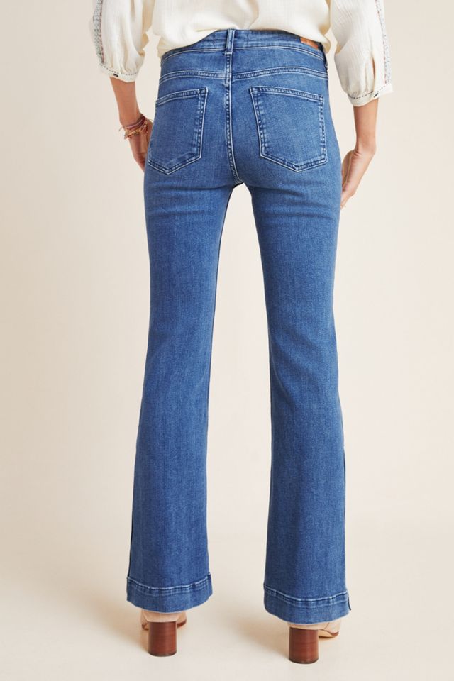 Pilcro Button-Hem High-Rise Bootcut Jeans | Anthropologie