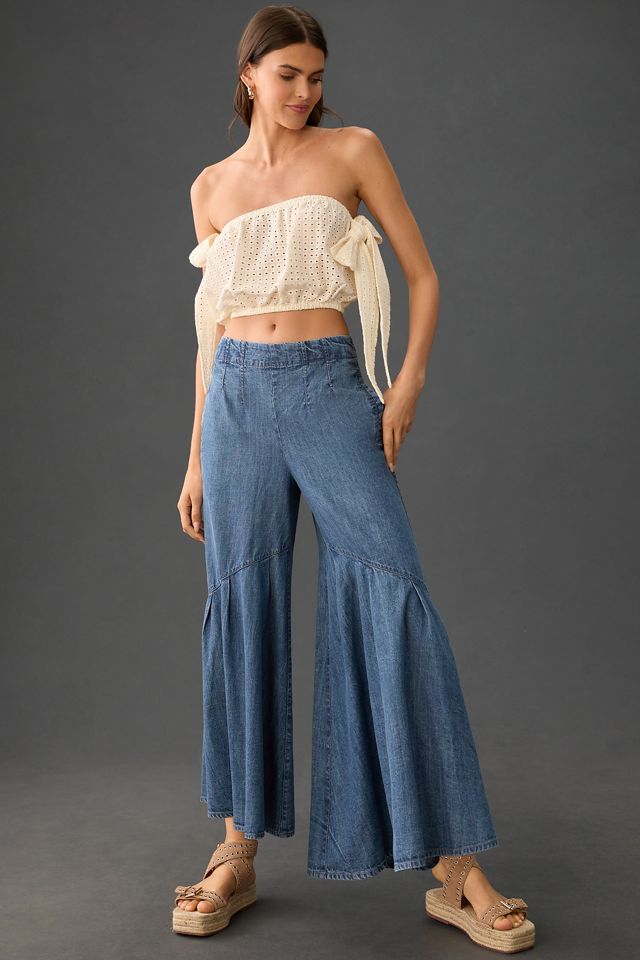 Pilcro High-Rise Ruffle-Hem Culotte Jeans | Anthropologie