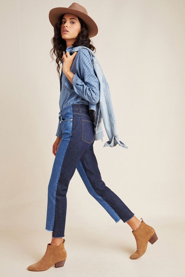 Closed Glow Colorblocked High-Rise Straight Jeans | Anthropologie