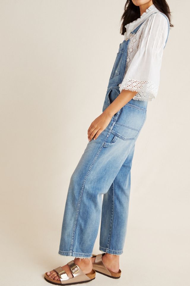 AMO Ally Cropped Denim Overalls | Anthropologie