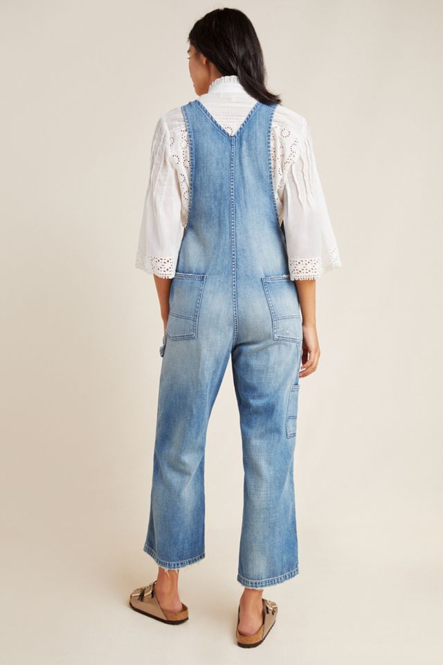 AMO Ally Cropped Denim Overalls | Anthropologie