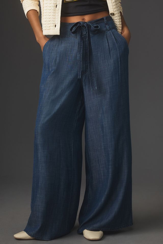 Pilcro Pleated Wide-Leg Jeans | Anthropologie
