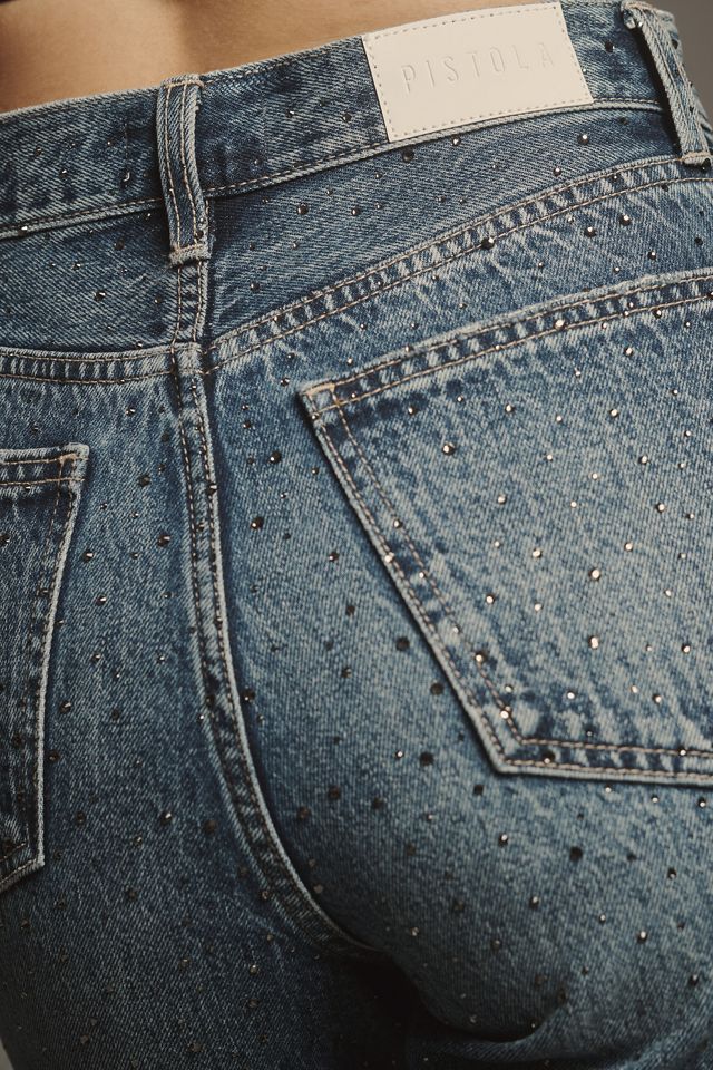 Pistola Cassie Sparkle High Rise Straight Leg Jeans Anthropologie