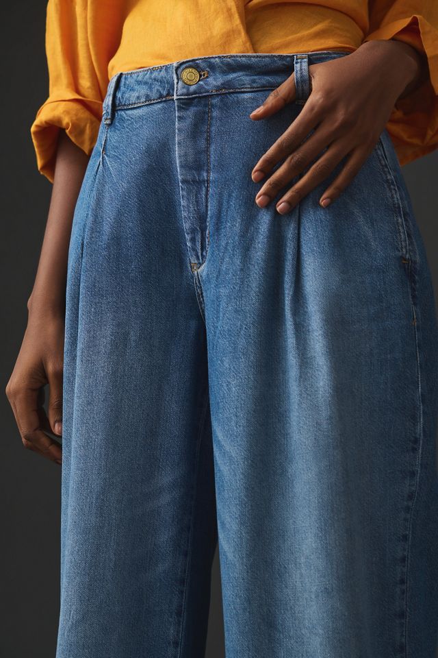 Pilcro Pleated Wide-Leg Jeans | Anthropologie