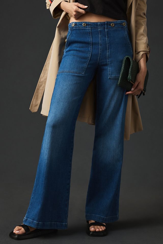 The Kit High-Rise Wide-Leg Utility Trouser Jeans by Pilcro | Anthropologie