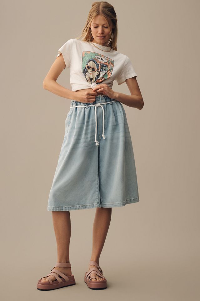 Pilcro Cropped PJ Wide-Leg Jeans | Anthropologie