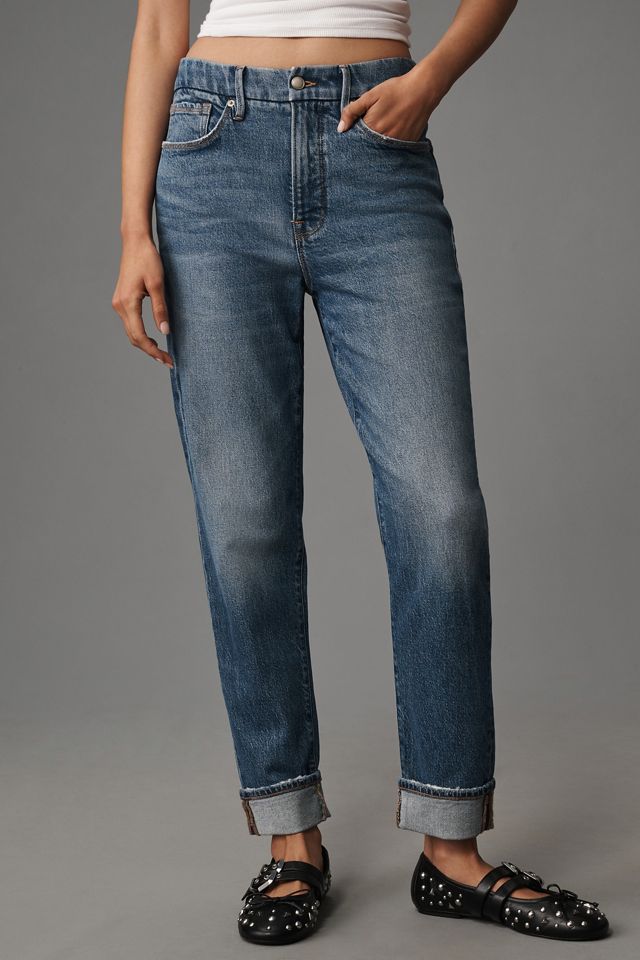 Good American Weekender High-Rise Relaxed Cuff Jeans | Anthropologie