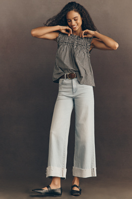 LE JEAN Column High-Rise Wide-Leg Cuffed Jeans | Anthropologie