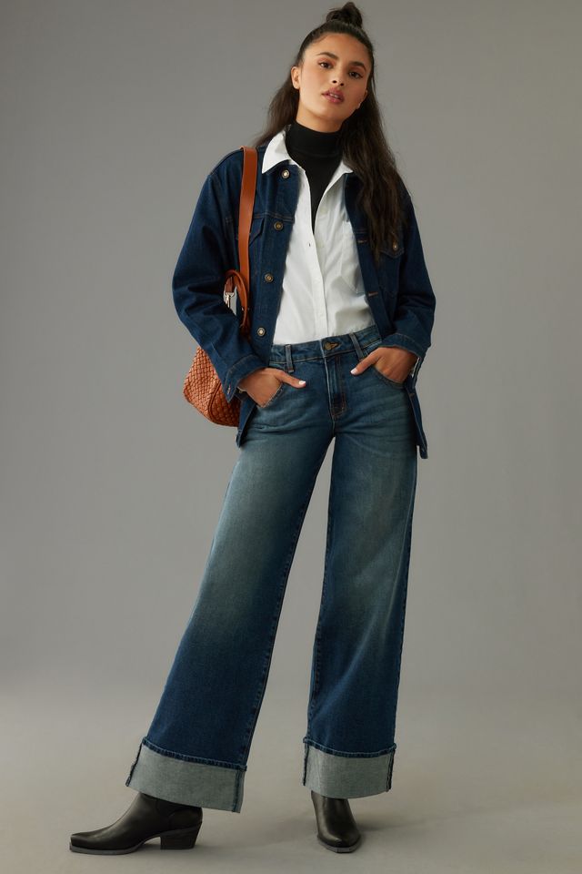 Fidelity Denim Ziggy High-Rise Wide-Leg Cuffed Jeans | Anthropologie