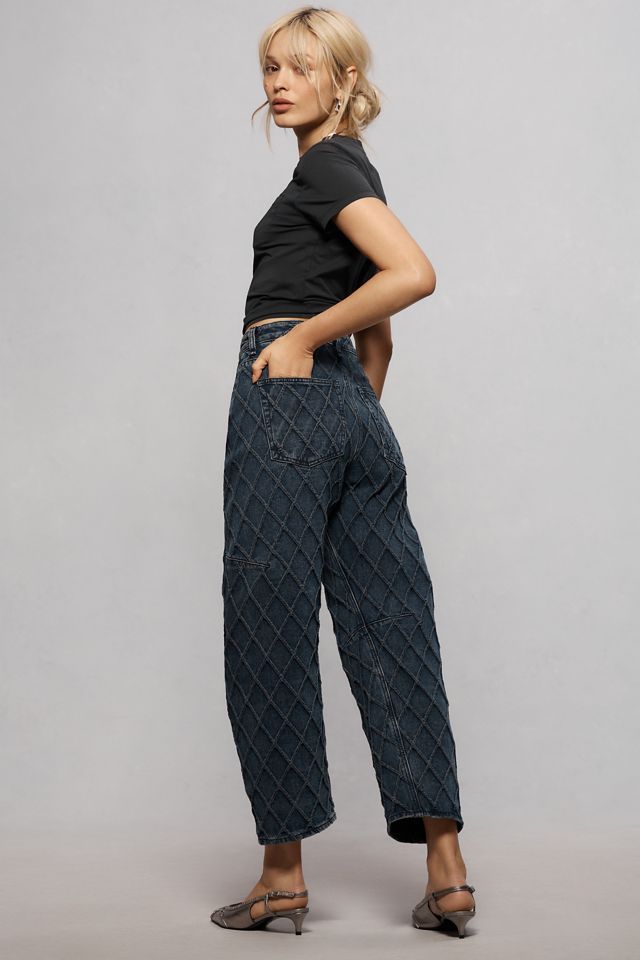 rag & bone Charlie High-Rise Quilt Barrel Jeans | Anthropologie