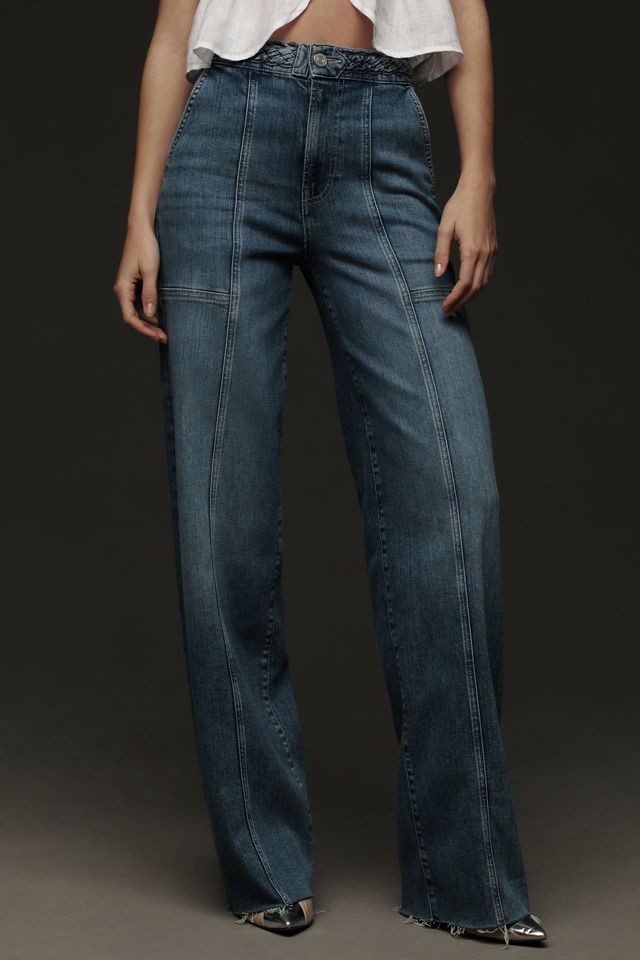 FRAME Braided Waistband High-Rise Wide-Leg Jeans | Anthropologie