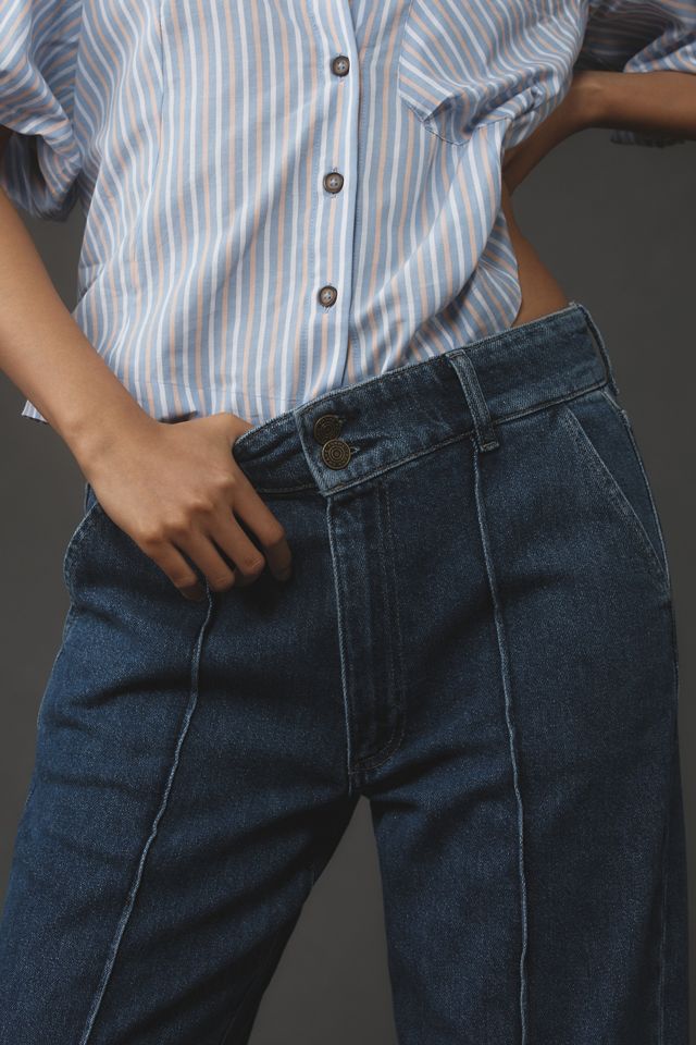 FRAME 70s Cuffed Crop High-Rise Straight-Leg Jeans | Anthropologie