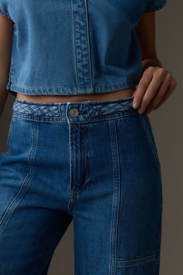 Frame Petite Braided Wide-Leg Jeans | Anthropologie