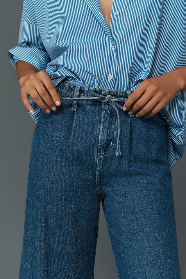 FRAME Super Drape Drawstring High-Rise Wide-Leg Jeans | Anthropologie